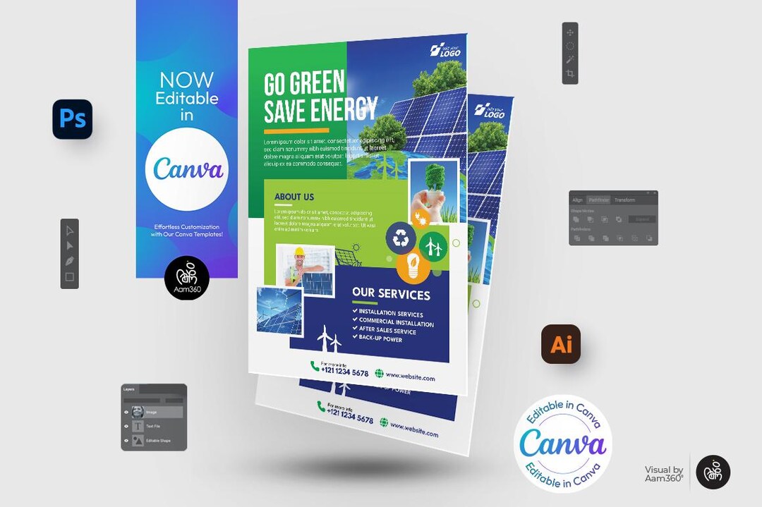 Canva Editable Solar Energy Flyer Template | Go Green Flyer ...