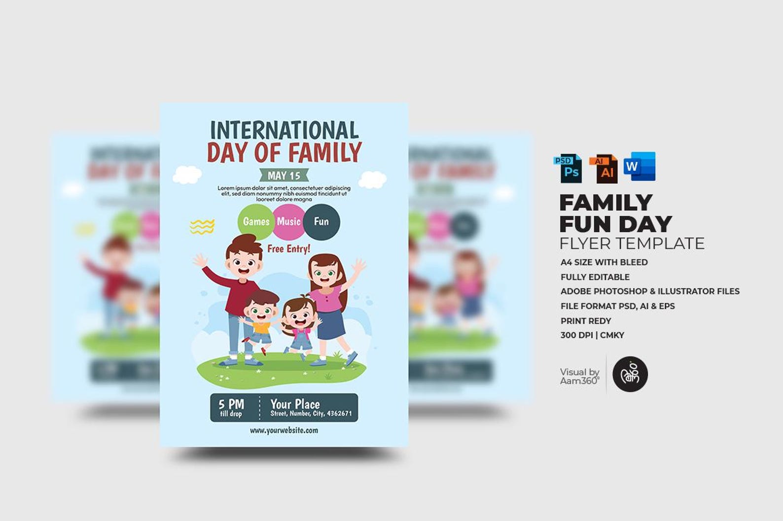 Family Fun Day Flyer Template: Editable Canva, PSD, AI (digital File ...