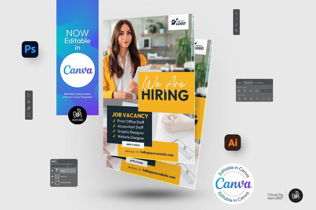 Canva Editable Hiring Flyer| Job Fair Flyer Template | We Are Hiring ...