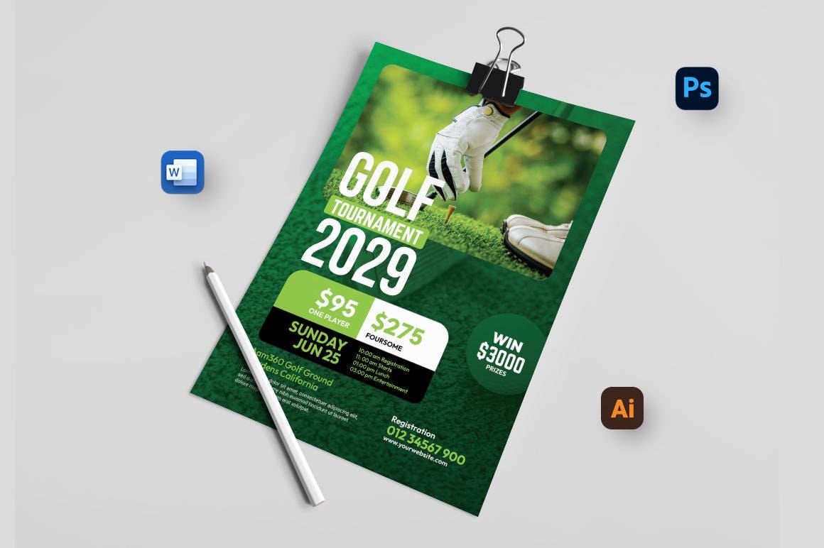 Canva Editable Golf Tournament Flyer Template Sports Template Photoshop ...
