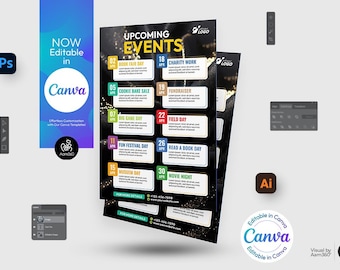 Editable Event Schedule Flyer Template: Canva, PSD, AI (digital File ...