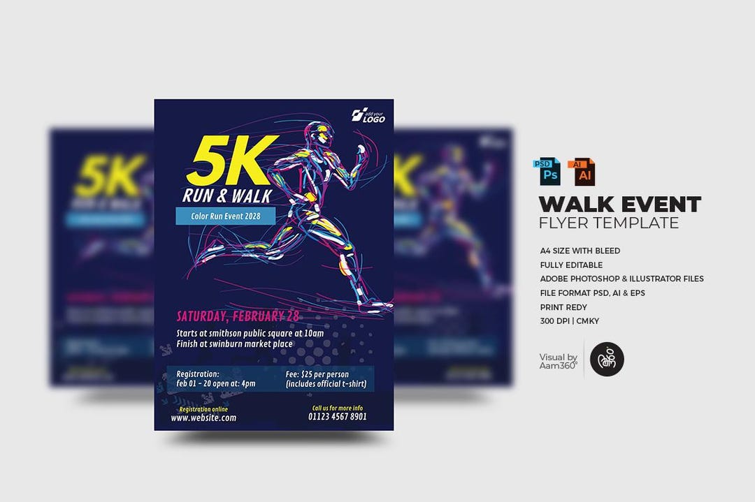 Marathon Flyer Template 5k Run Flyer Template Triathlon Flyer Photoshop ...