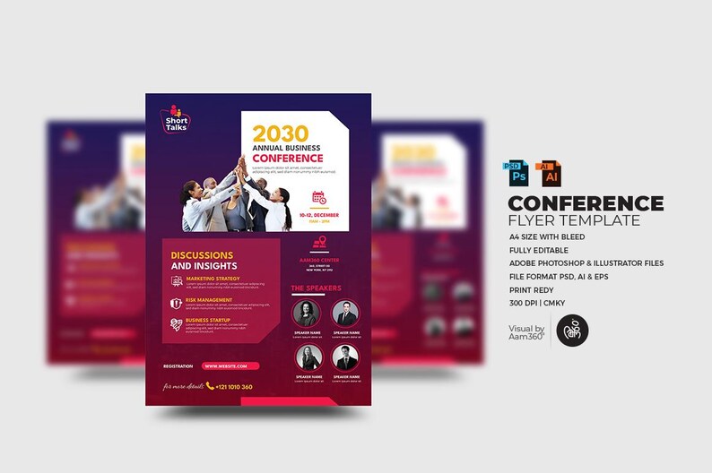 Editable Business Conference Flyer Template: Canva, PSD, AI (digital ...