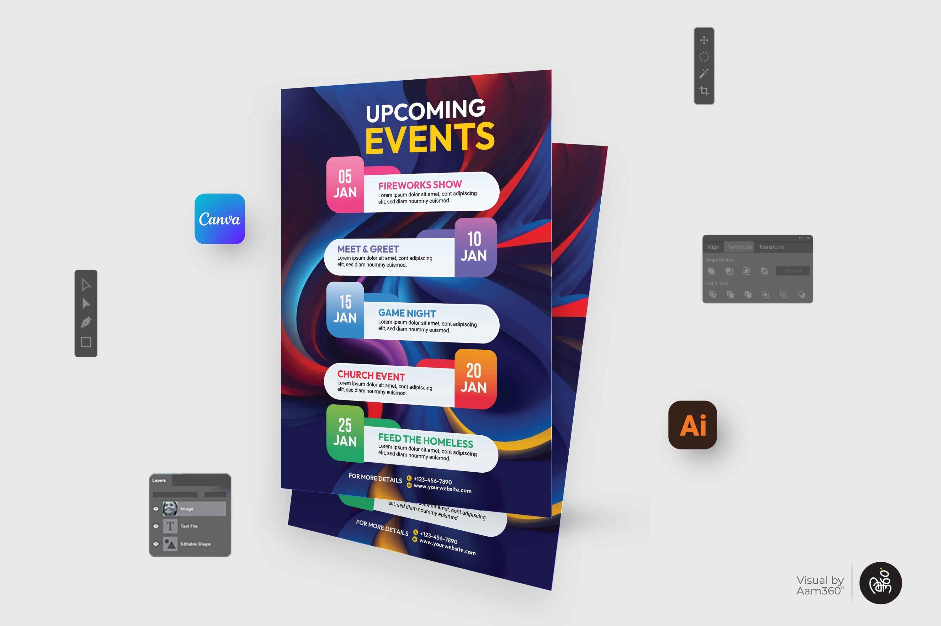Event Schedule Flyer Template: Canva, PSD, AI (digital File) - Etsy