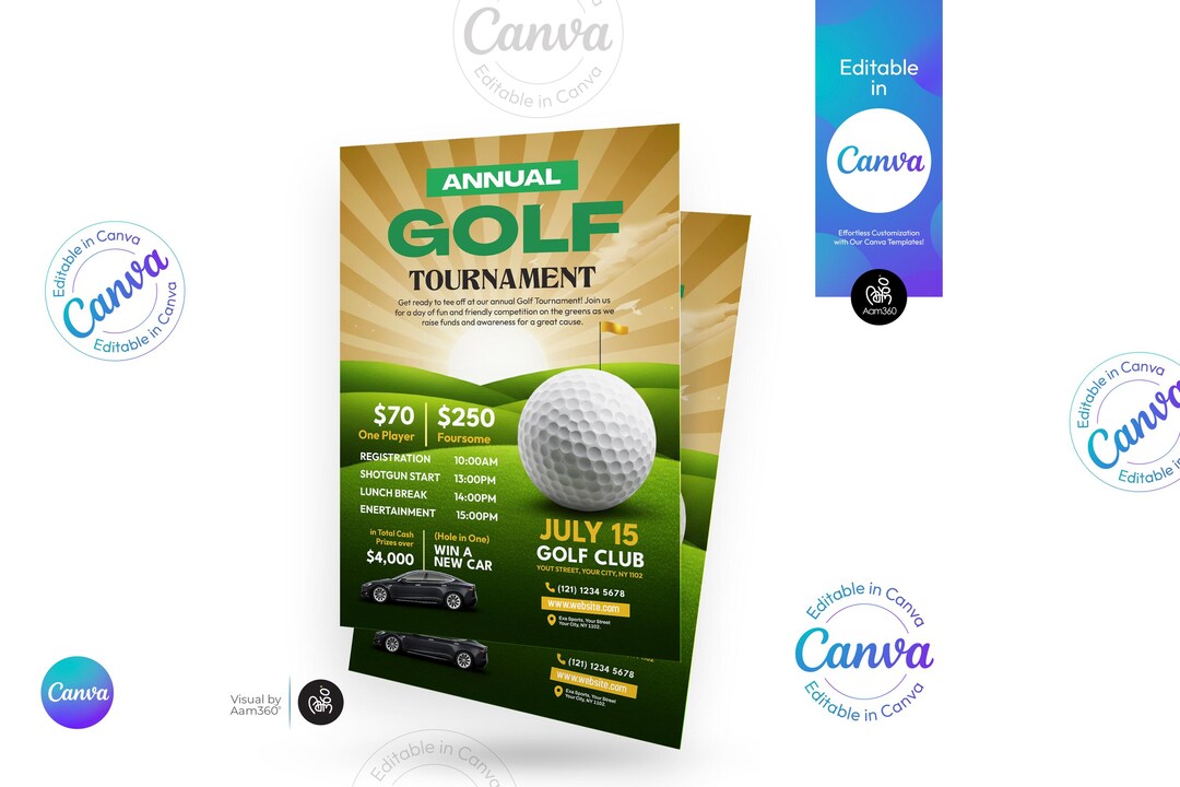Canva Editable Golf Tournament Flyer Template | Sports Template | Golf ...
