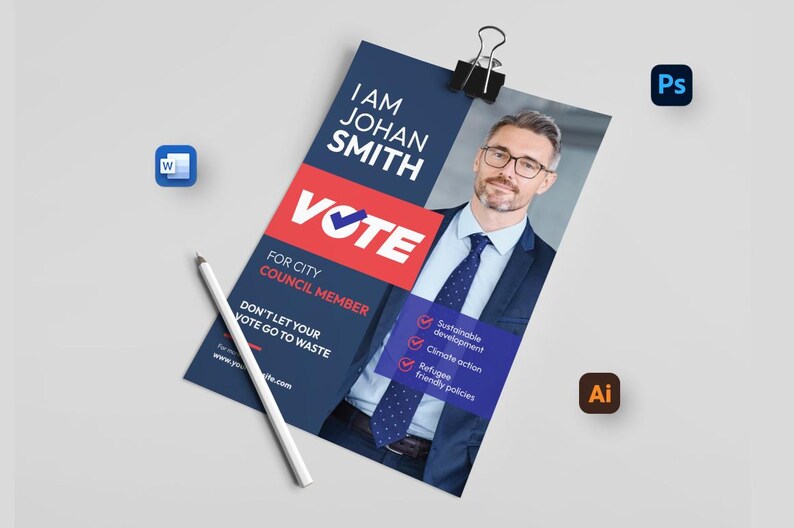 Editable Election Candidate Flyer Template: Canva, PSD, AI (digital ...