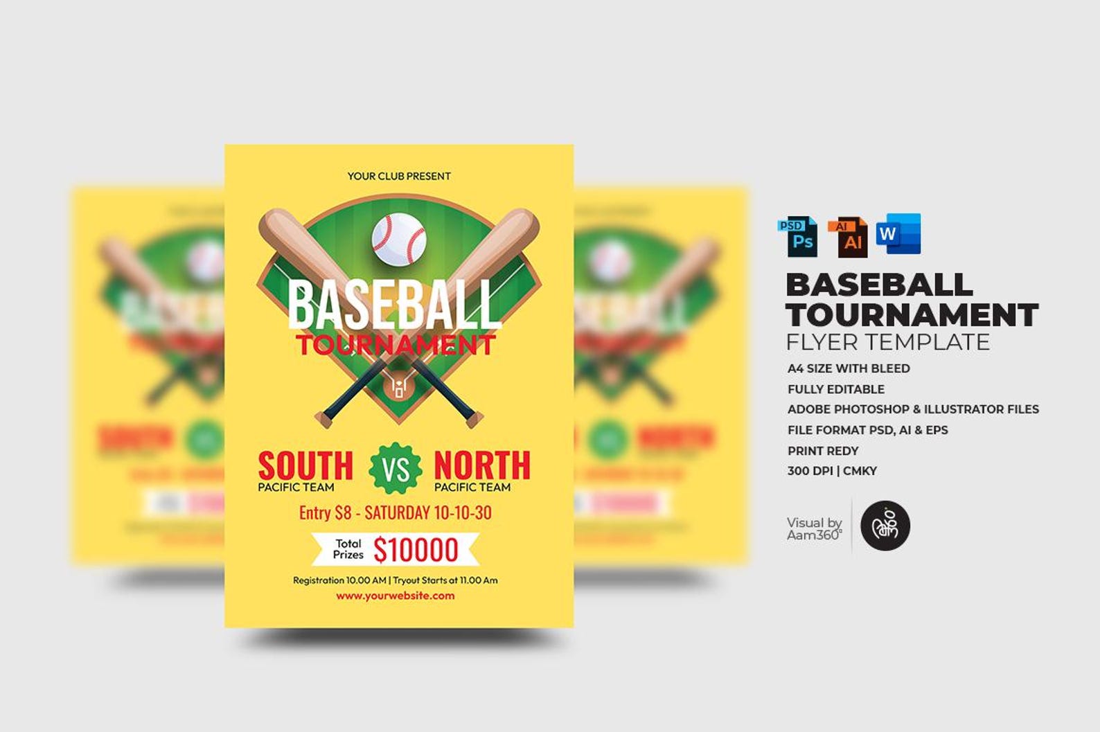 Editable Baseball Tournament Flyer Template: Sports Event Design ...
