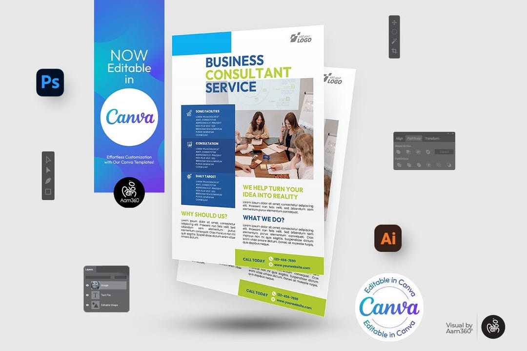 Canva Editable | Business Consultant Flyer Template | Corporate ...