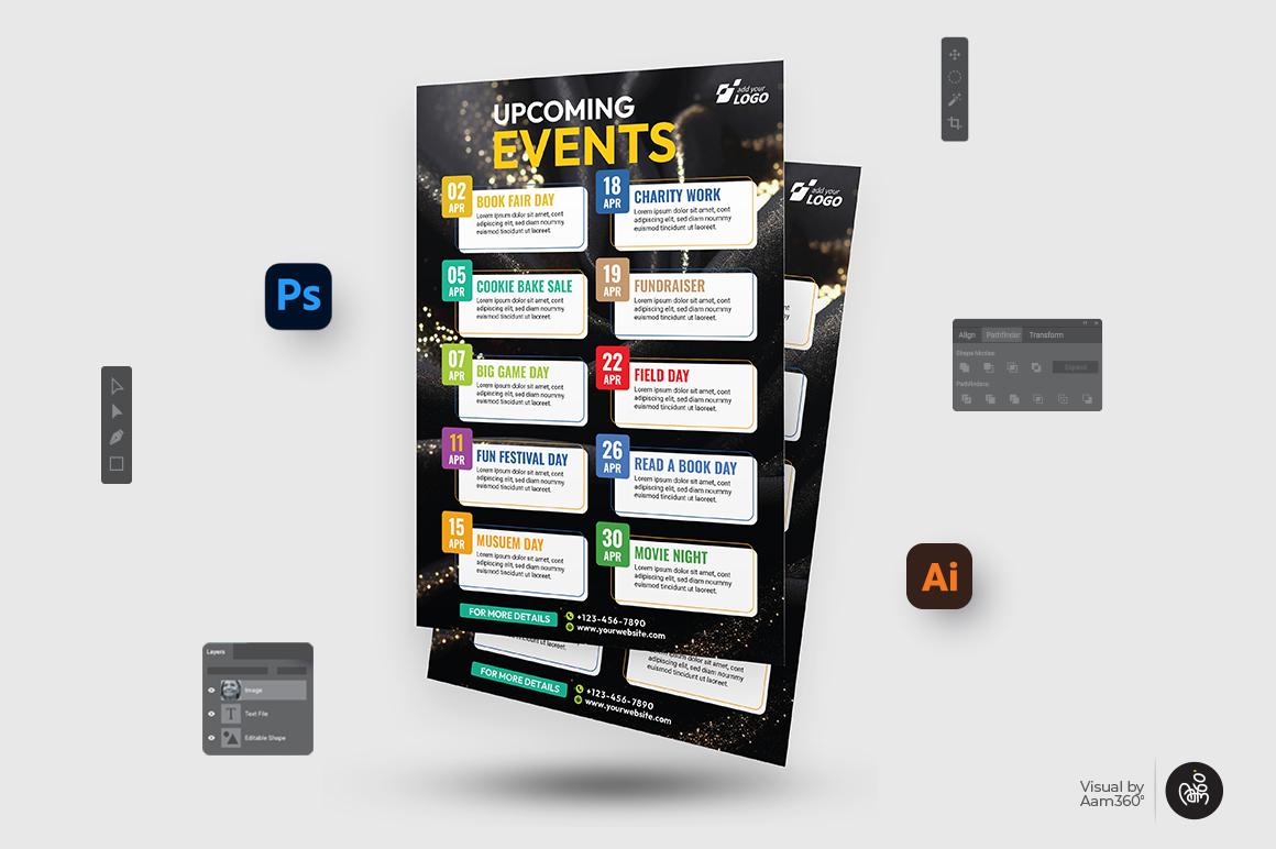 Event Schedule Flyer Template: Canva, PSD, AI (digital File) - Etsy