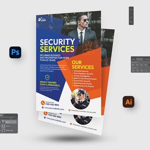 Security Service Flyer Template: Canva, AI, PSD, DOC (digital File) - Etsy