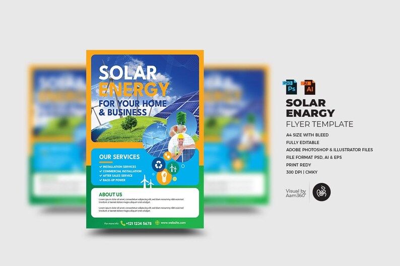 Canva Editable Solar Energy Flyer Template Go Green Flyer Ecological ...