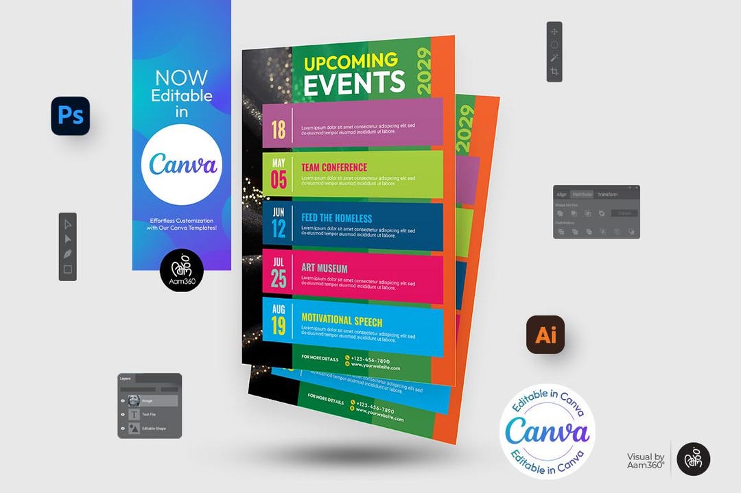 Canva Editable Event Schedule Flyer Event Schedule Flyer Template ...