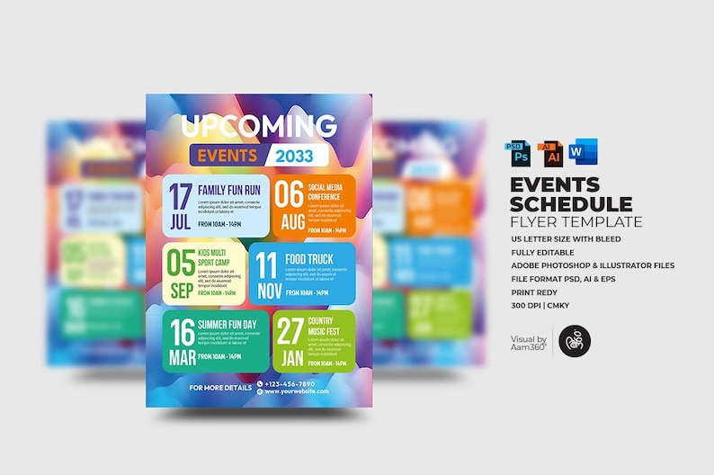 Editable Events Schedule Flyer Template: Canva, PSD, AI (digital File ...
