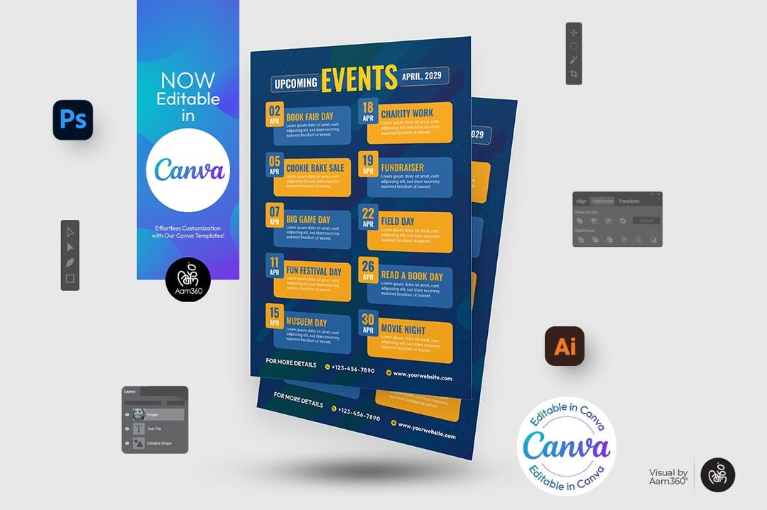 Canva Editable Events Schedule Flyer Template (digital File) - Etsy