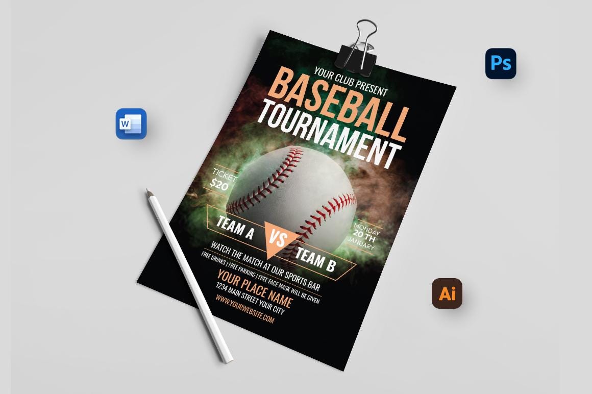 Canva Editable Baseball Tournament Flyer Template | Sports Flyer ...