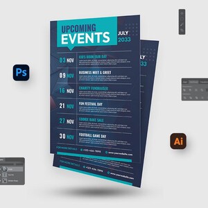 Editable Event Schedule Flyer Template: Canva, PSD, AI (digital File ...