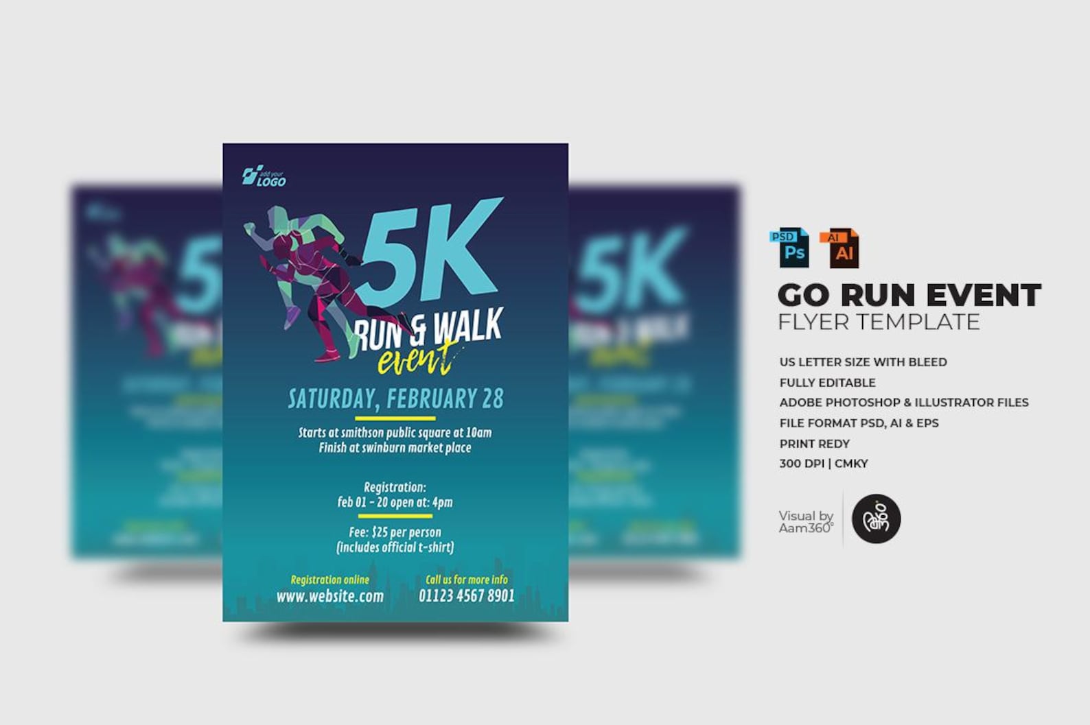 Editable Marathon Flyer Template: 5K Run & Walk Event (digital File) - Etsy