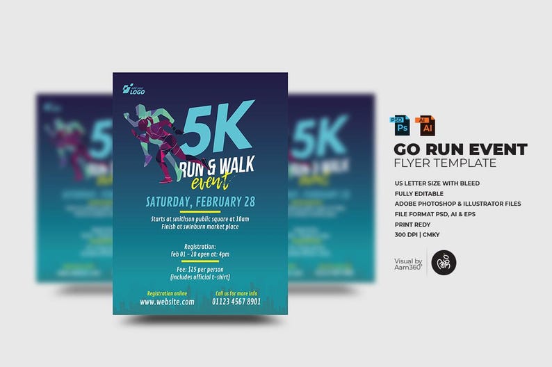 Marathon Flyer Template 5k Run Flyer Template Triathlon Flyer Photoshop ...
