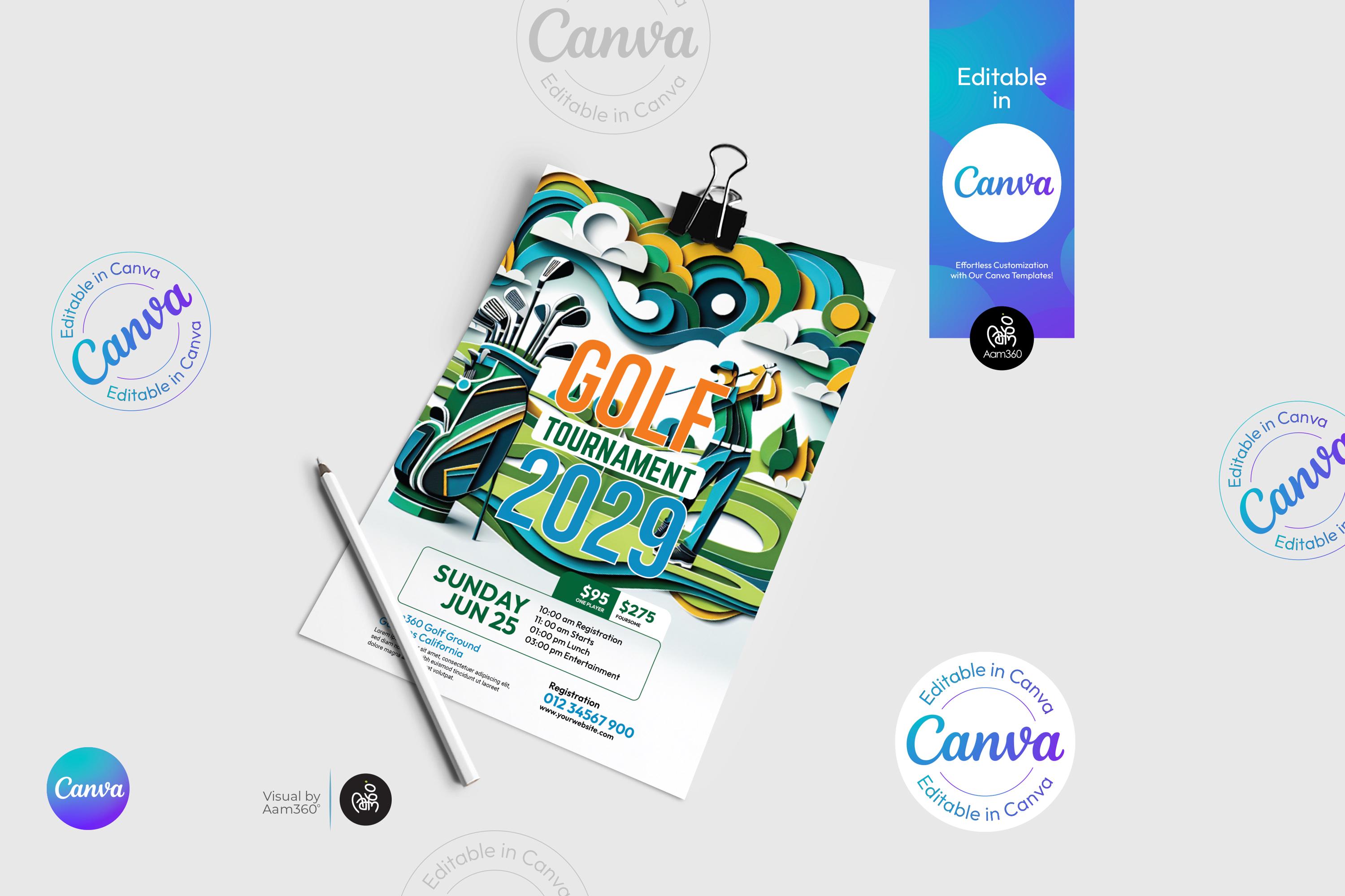 Editable Golf Tournament Flyer Template: Canva Sports Event Poster (A4 ...