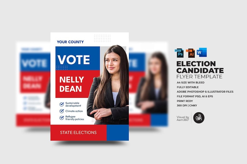 Editable Election Flyer Template: Political Campaign Design (canva, PSD ...