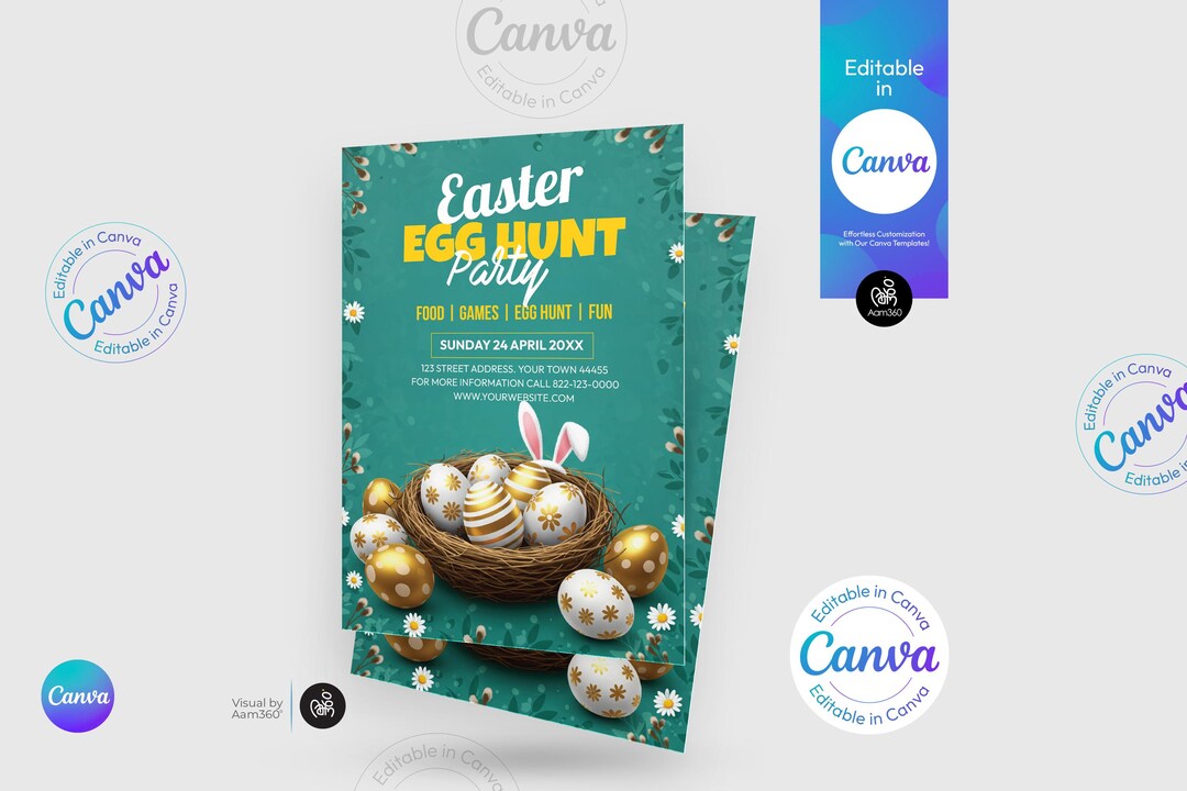 Easter Egg Hunt Party Flyer: Editable Canva Template (digital File) - Etsy