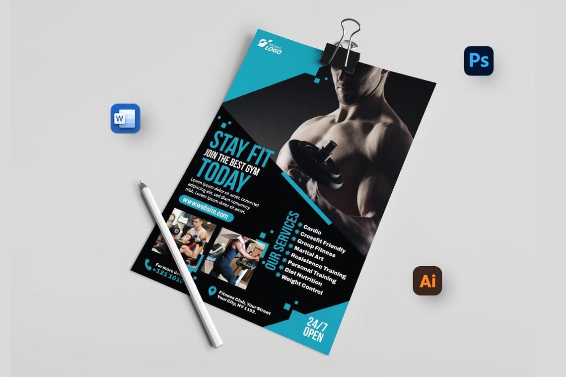 Gym and Fitness Flyer Template Body Building Flyer Template Boxing ...