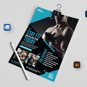 Gym and Fitness Flyer Template Body Building Flyer Template Boxing ...