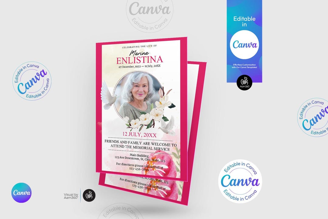 Funeral Program Poster Template: Elegant Memorial Service (24x36in ...