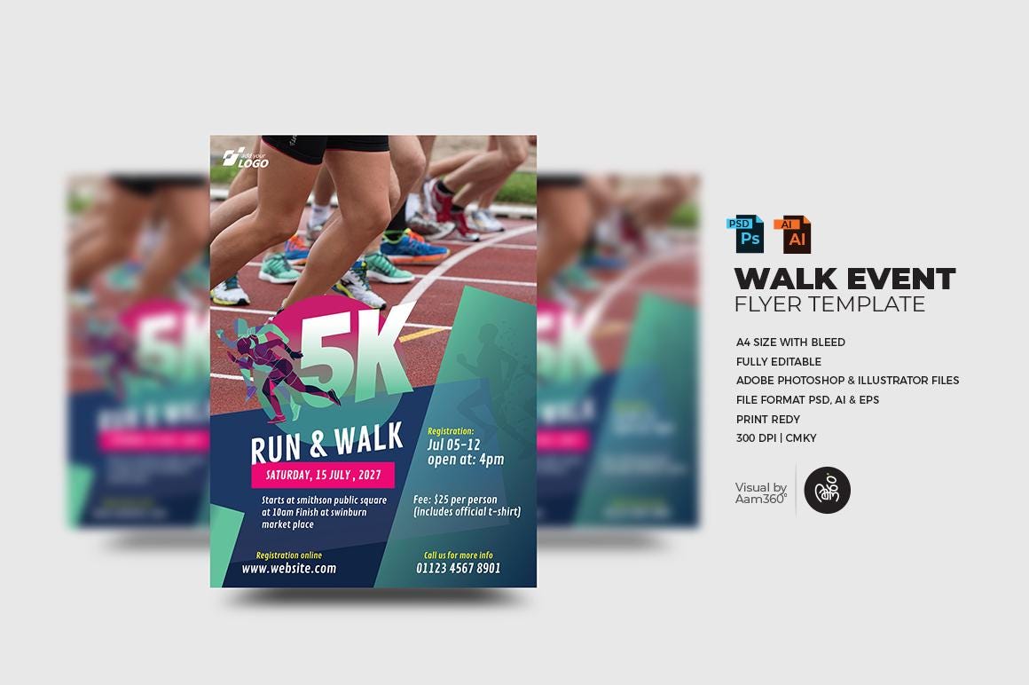 Canva Editable Marathon Flyer Template | 5k Run Flyer Template ...