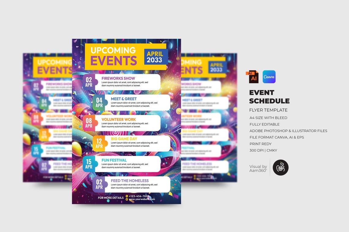Event Schedule Flyer Template: Canva, AI & EPS (digital File) - Etsy