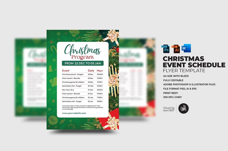 Christmas Program Flyer Template: Editable Canva, Photoshop ...