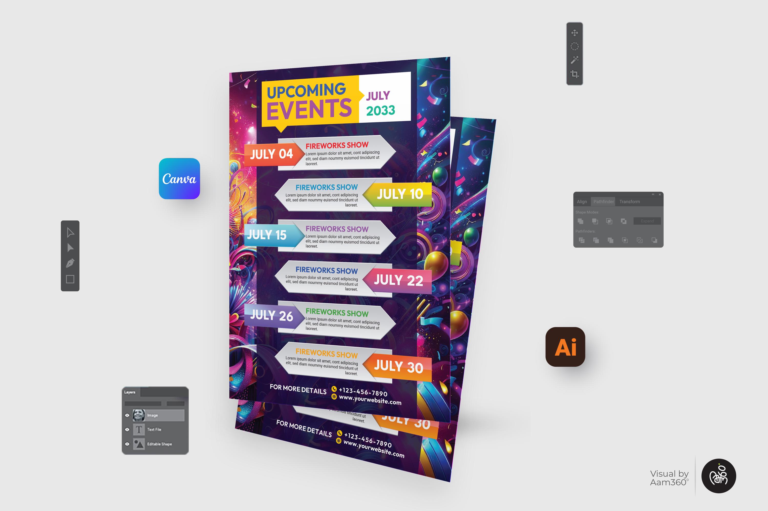 Canva Editable Events Schedule Flyer Template (digital File) - Etsy