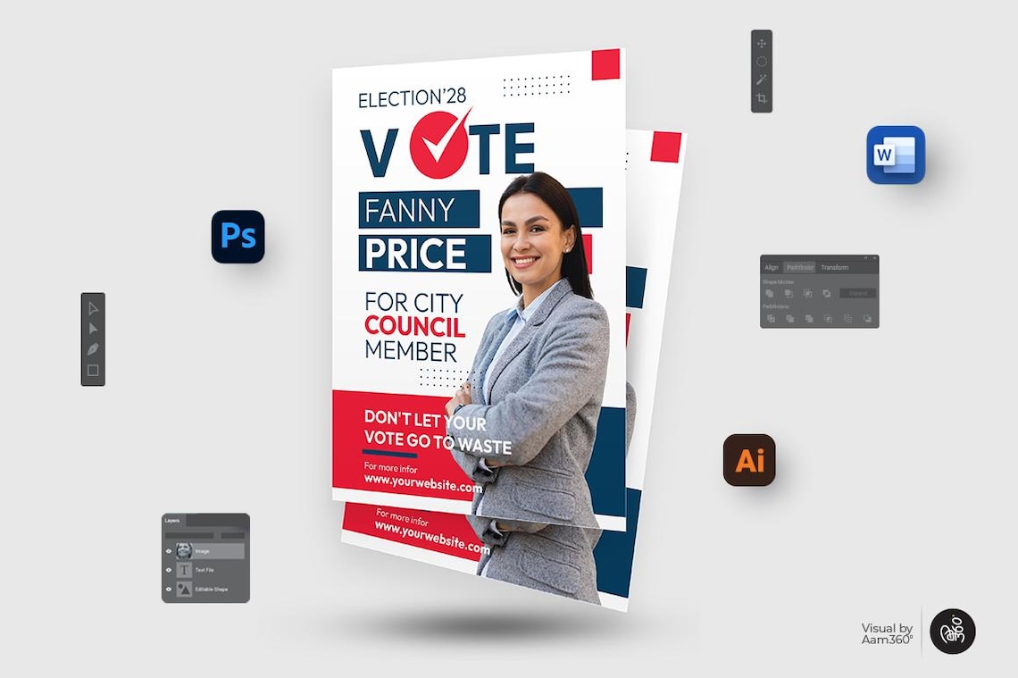 Editable Election Candidate Flyer Template: Canva, PSD, AI (digital ...