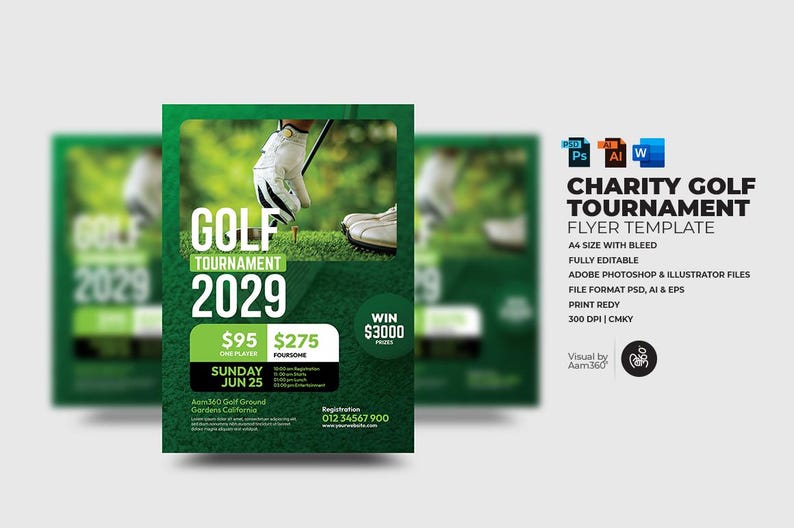 Canva Editable Golf Tournament Flyer Template Sports Template Photoshop ...