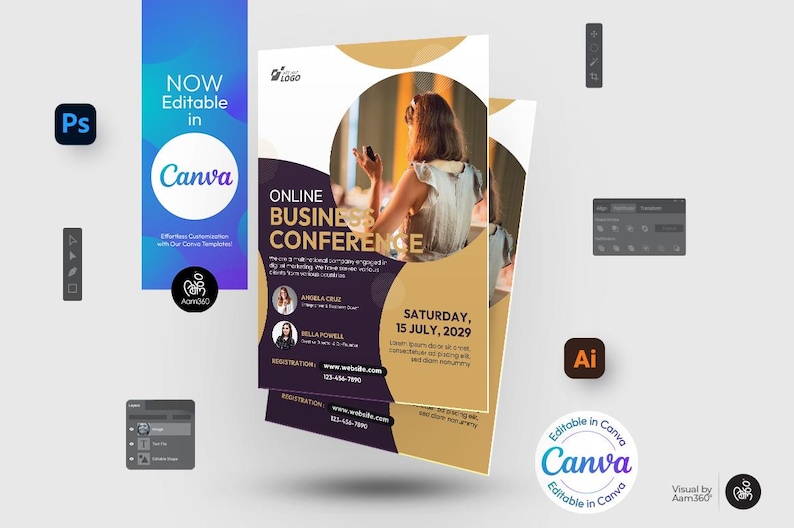 Canva Editable Business Conference Flyer Annual Meeting Flyer Townhall ...