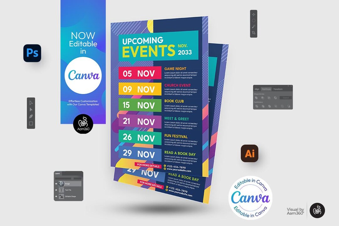 Canva Editable Events Schedule Flyer Template (digital File) - Etsy