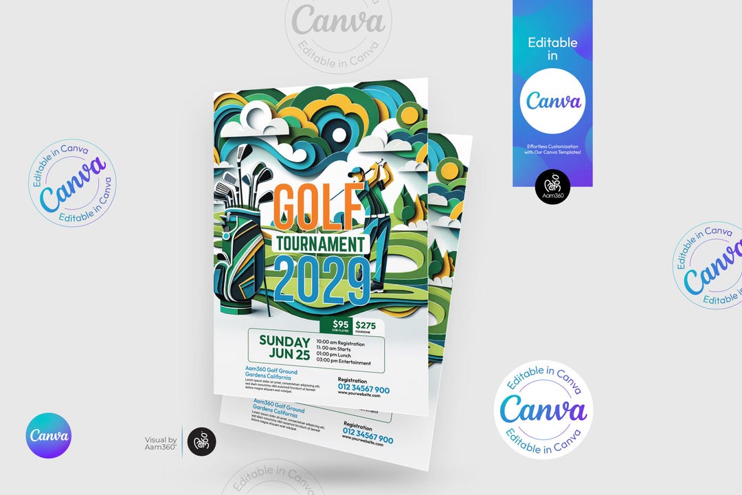 Editable Golf Tournament Flyer Template: Canva Sports Event Poster (A4 ...