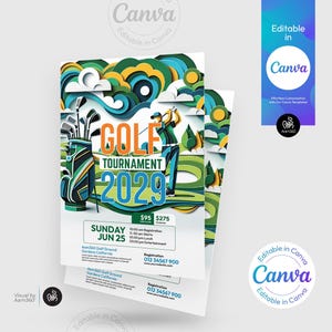 Editable Golf Tournament Flyer Template: Canva Sports Event Poster (A4 ...