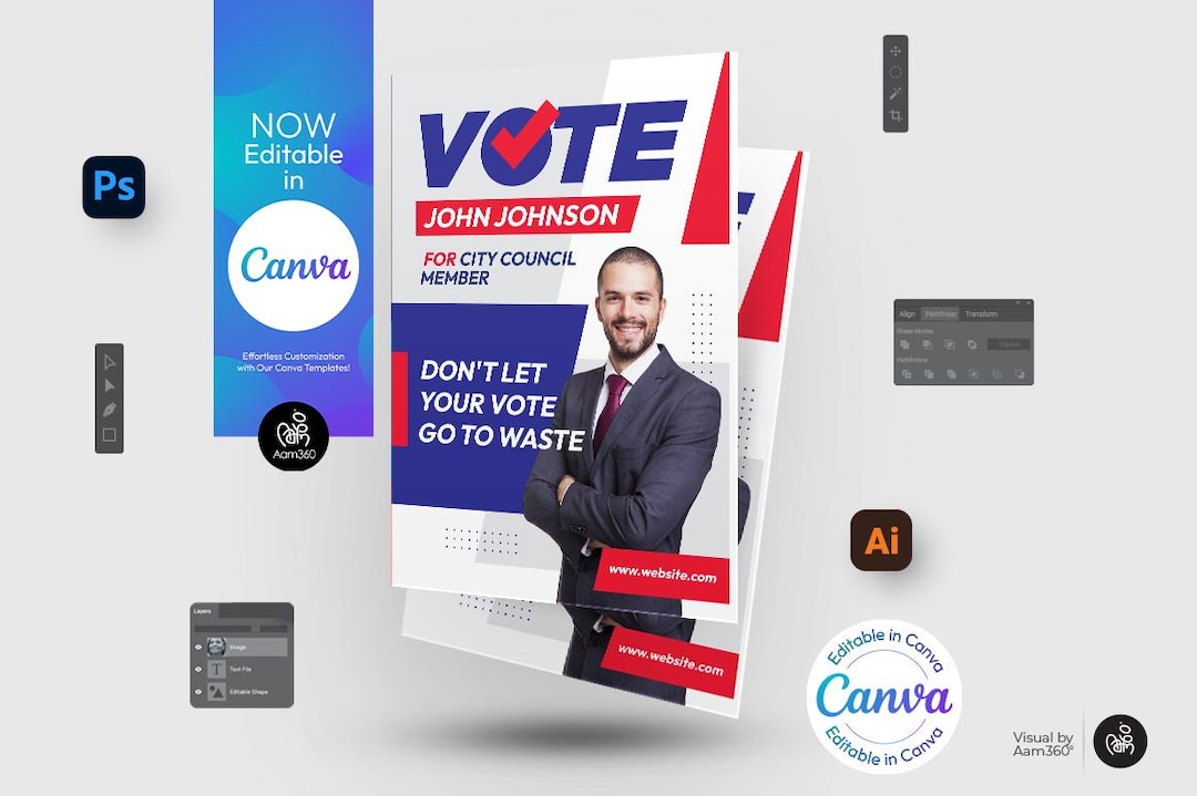Editable Election Candidate Flyer Template: Political Campaign (canva ...