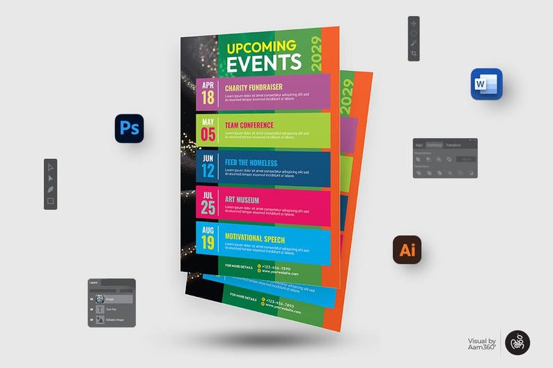 Event Schedule Flyer Template: Canva, PSD, AI (digital File) - Etsy