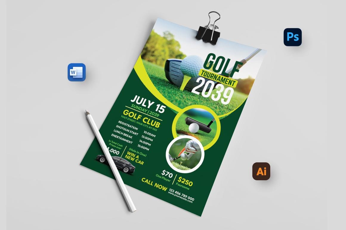 Editable Golf Tournament Flyer Template: Canva, PSD, AI (digital File ...