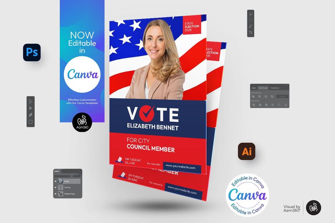 Canva Editable Election Candidate Flyer Template Political Voting ...