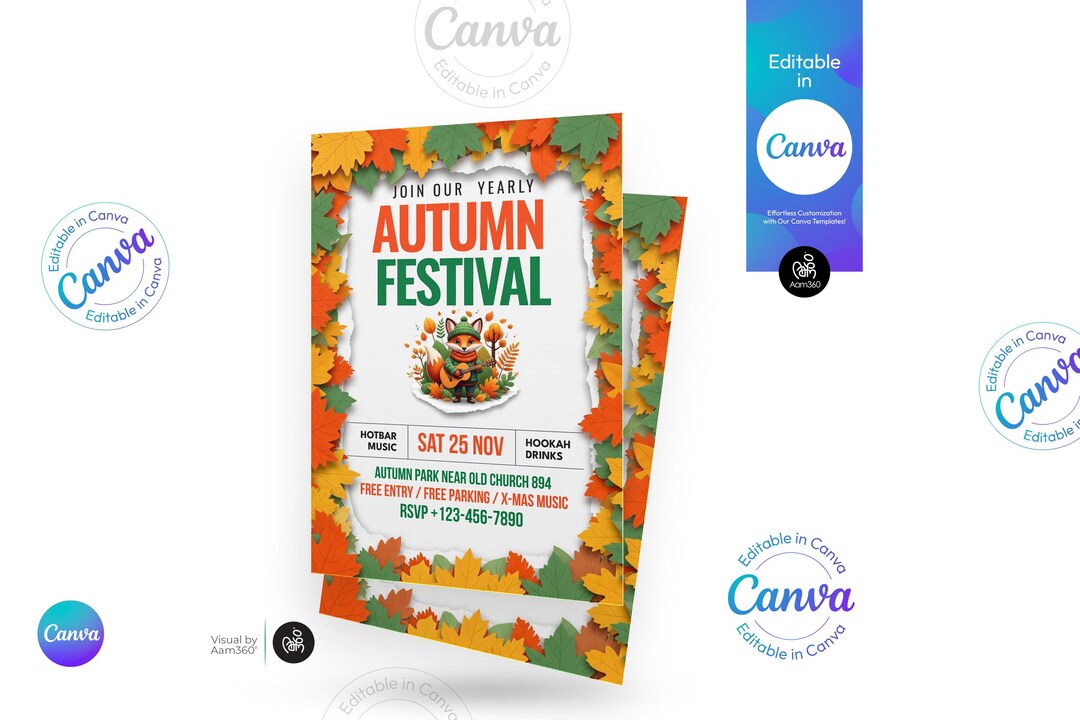 Autumn Festival Flyer Template: Editable Fall Event Design (digital ...