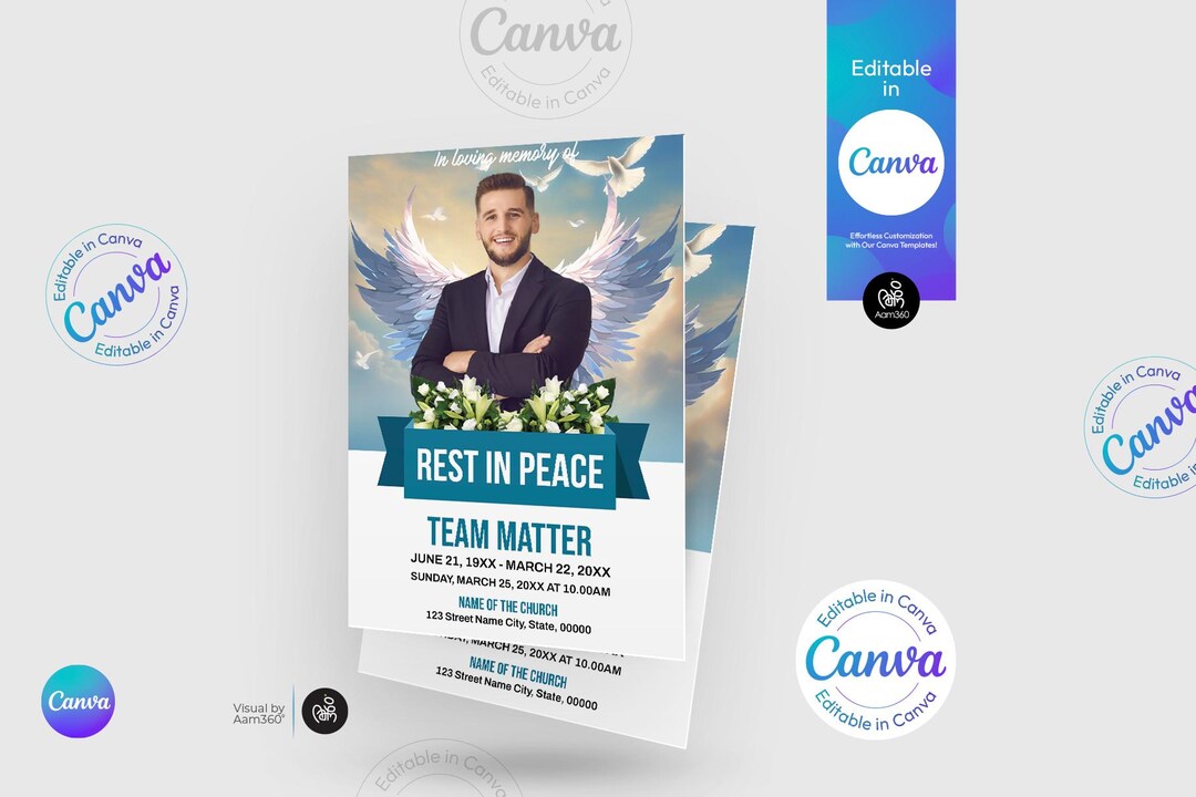 Funeral Program Poster Template | Obituary Template | Memorial Service ...