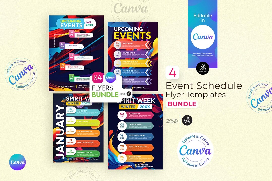Canva Editable Events Schedule Flyer Template: Infographic Design ...