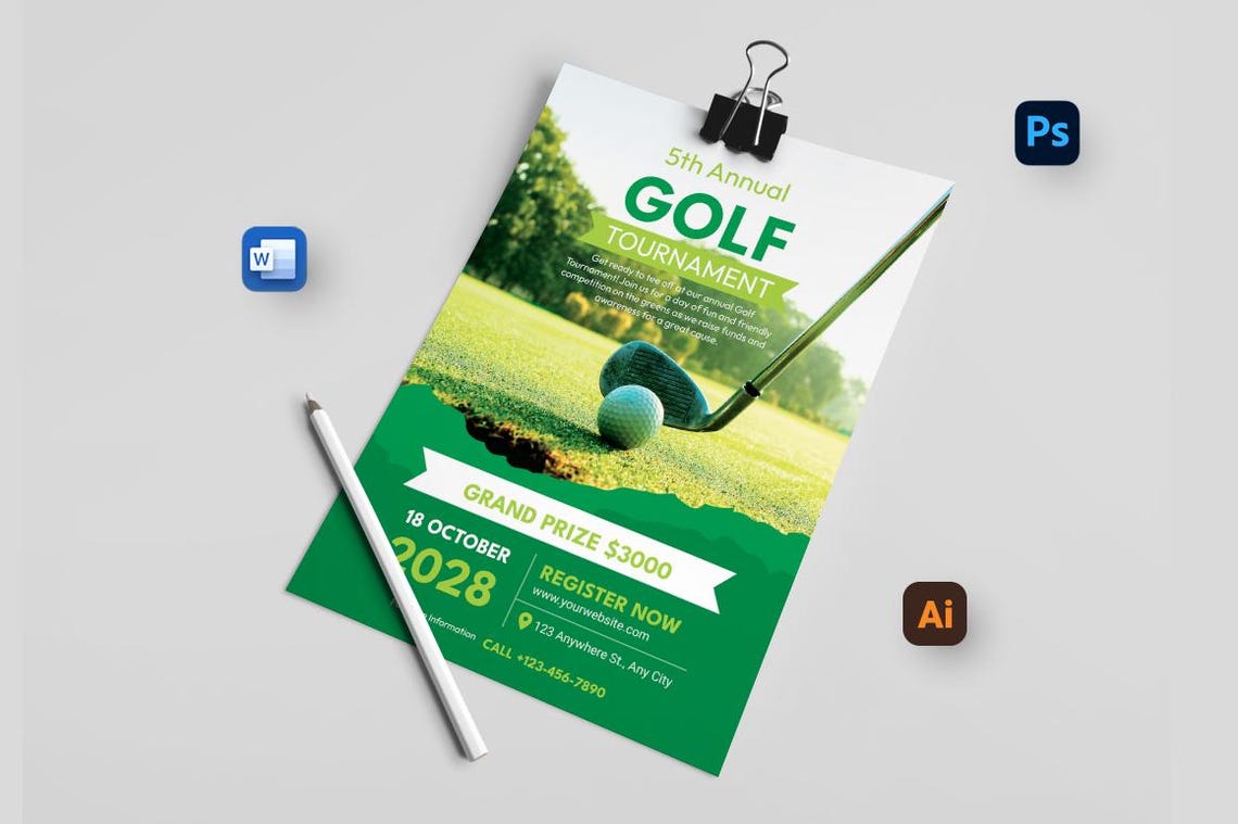 Editable Golf Tournament Flyer Template: Charity Event Poster (canva ...