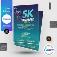 Editable 5K Run Flyer Template | DIY Marathon Poster | Customizable ...