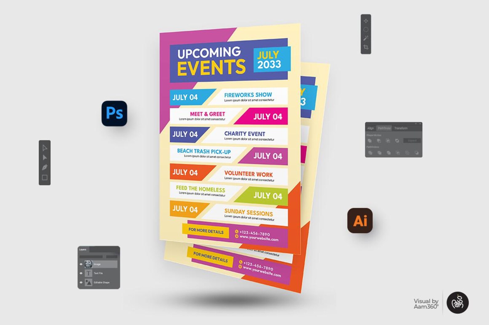 Editable Event Schedule Flyer Template: Canva, PSD, AI (digital File ...