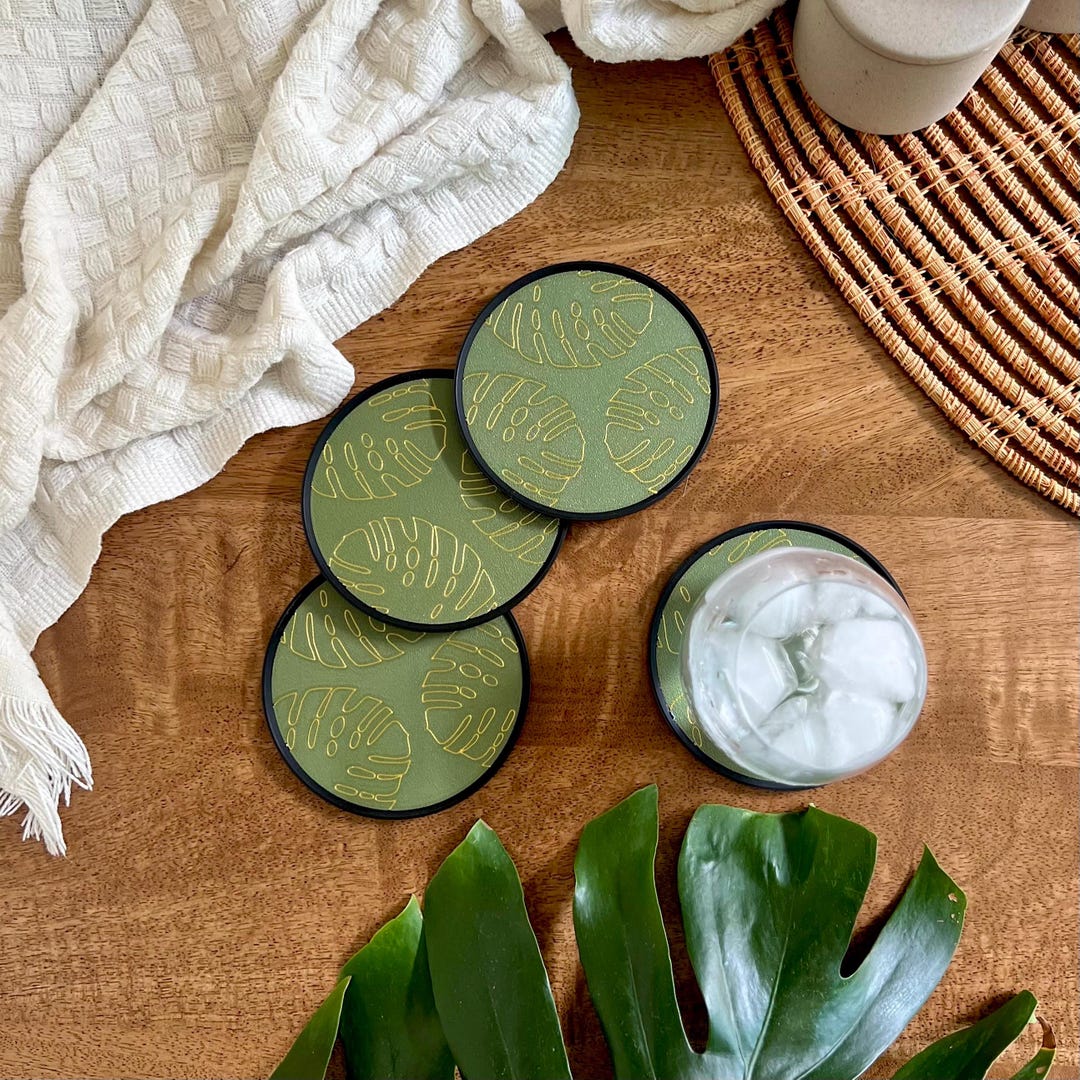 3D Printed Monstera Coasters Monstera Plant Coaster Set Table ...