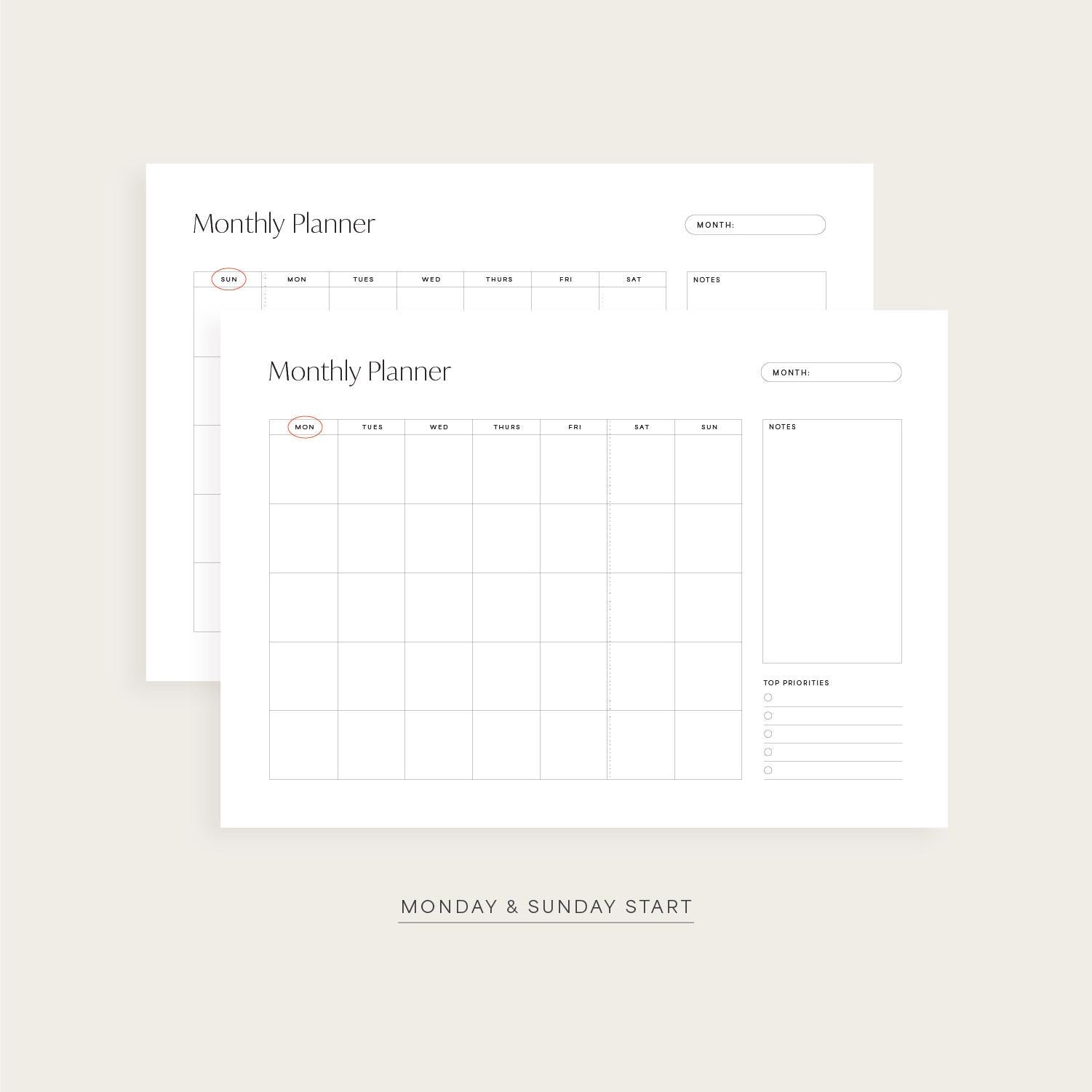 Monthly Undated Calendar Printable – Planner (A4, Letter, A3 PDF) - Etsy